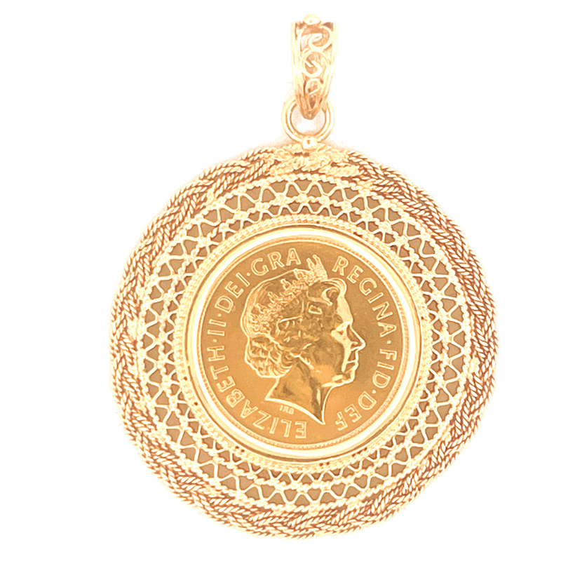 Filigree Frame Pendant Coin Half Pound Elizabeth II Half Sovereign ...